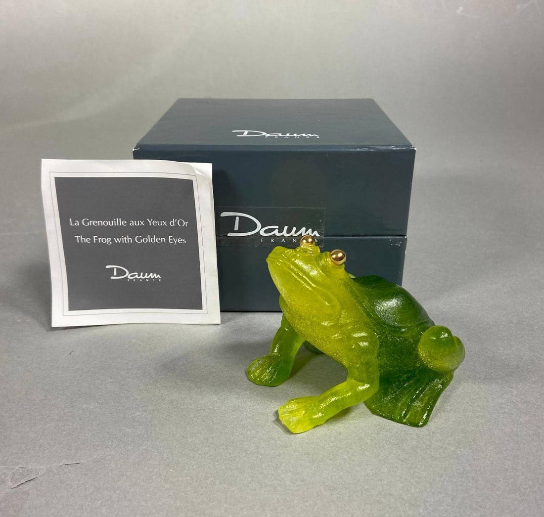 Vintage Daum France Glass Frog In Box Auction
