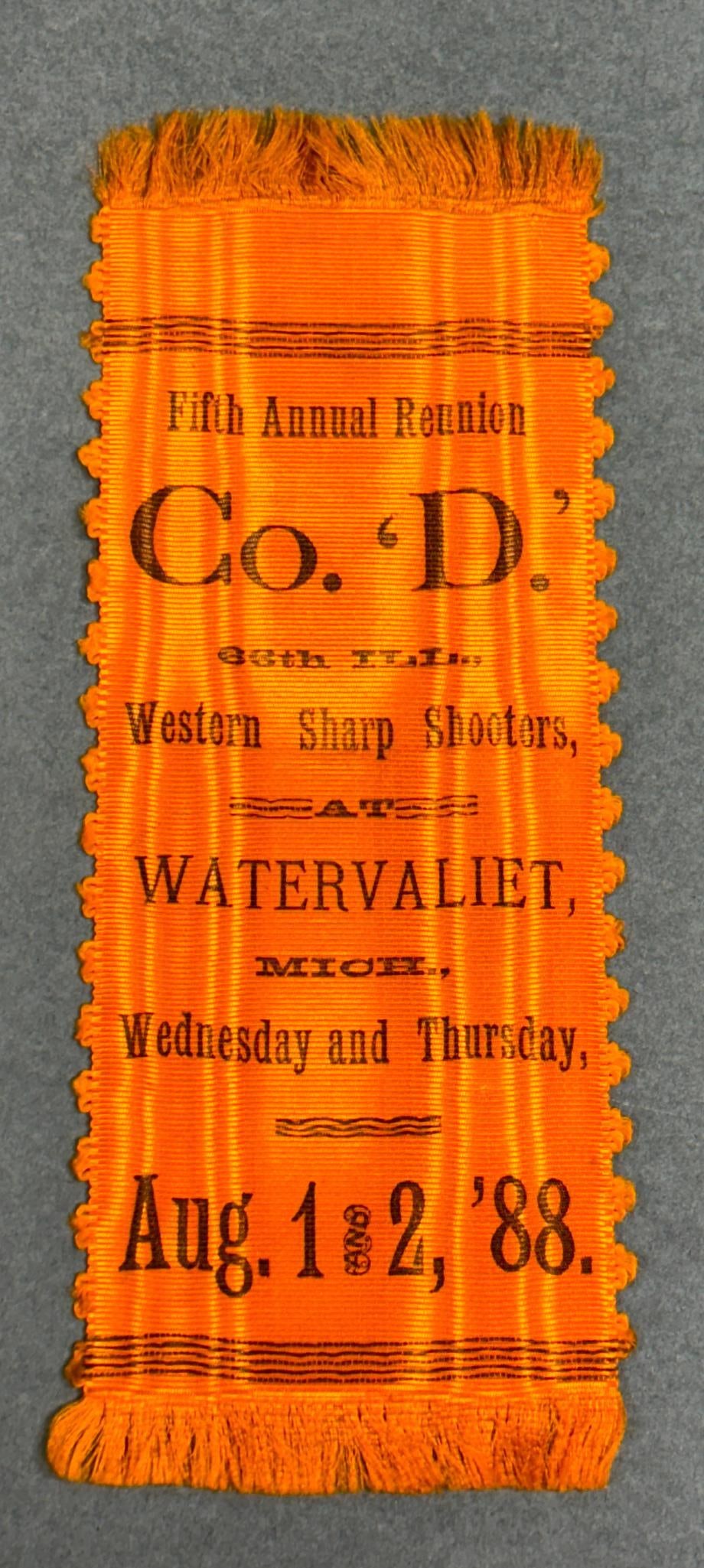 Civil War Gar 66th Illinois Reunion Ribbon Co D 1888 Auction