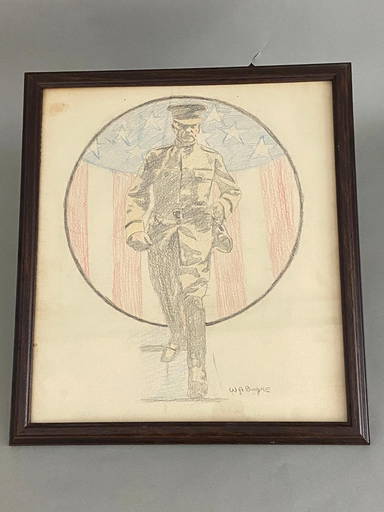 Wwi 1918 Pencil Drawing General John J. Pershing