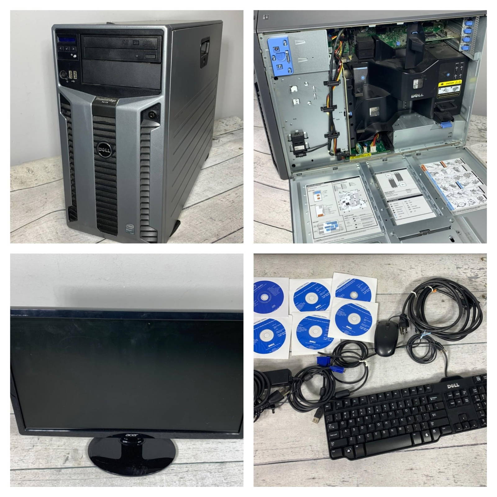 Vintage Dell Poweredge T610 Computer Tower Server With Acer Monitor Auction