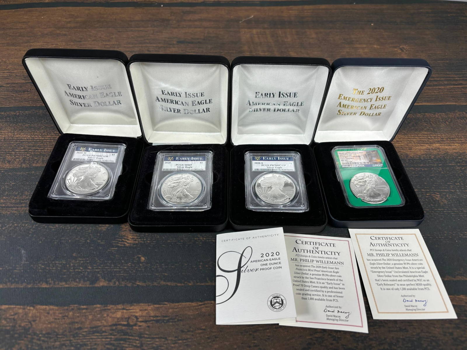 Four Silver Dollar Coins Walking Liberty Auction