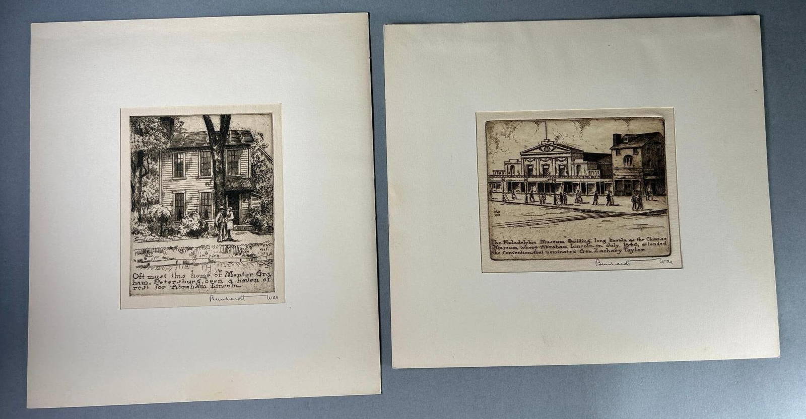 Abraham Lincoln Etchings (2) By Bernhardt Wall - Signed Auction