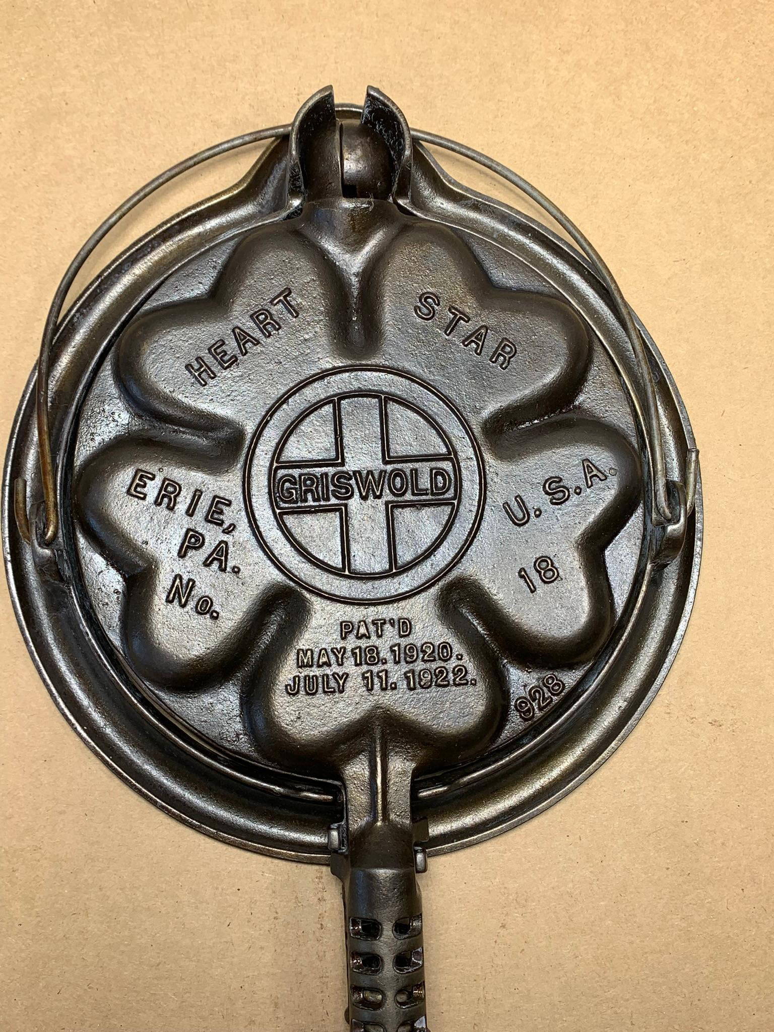 Very Rare Antique Griswold Cast Iron Hearts And Stars Waffle Maker Auction