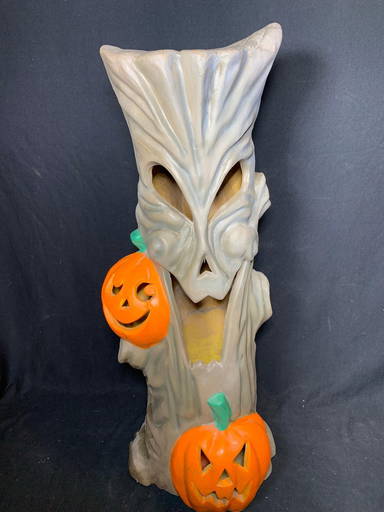 Vintage Paper Magic Group Scary Halloween Tree Trunk Illuminated Blow Mold