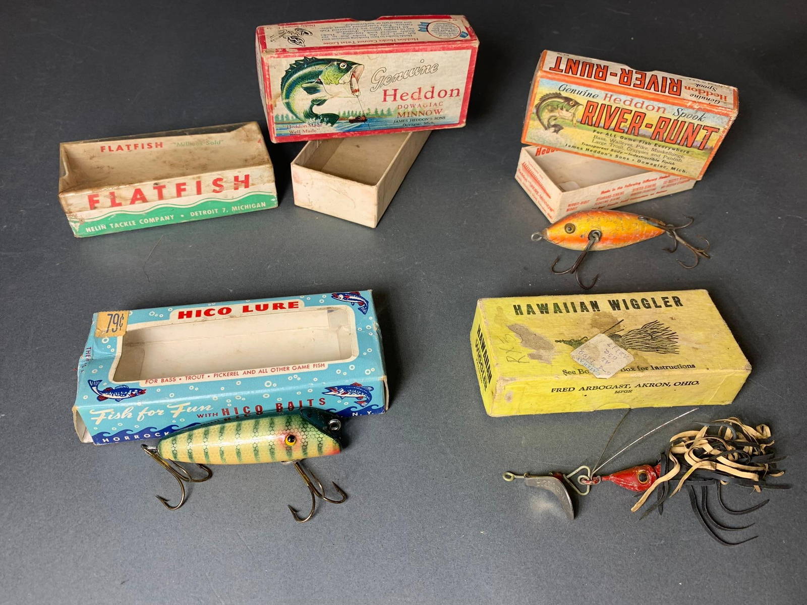 Three Vintage Lures In Original Boxes; Heddon, Arbogast, Hico & Two ...