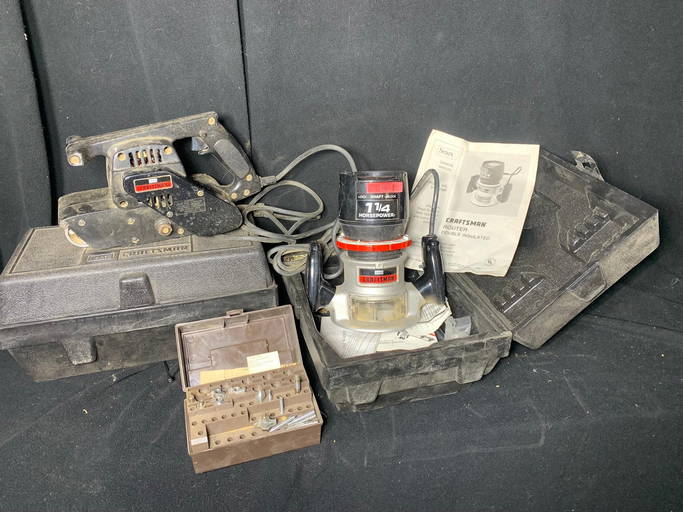 Craftsman Belt Sander And Router Both With Cases And Extra Router Bits