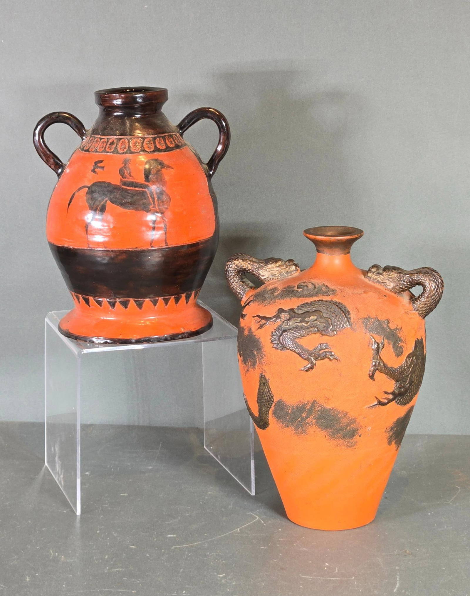 Vintage Japanese Tokoname Style And Greek Or Roman Style Terracotta ...