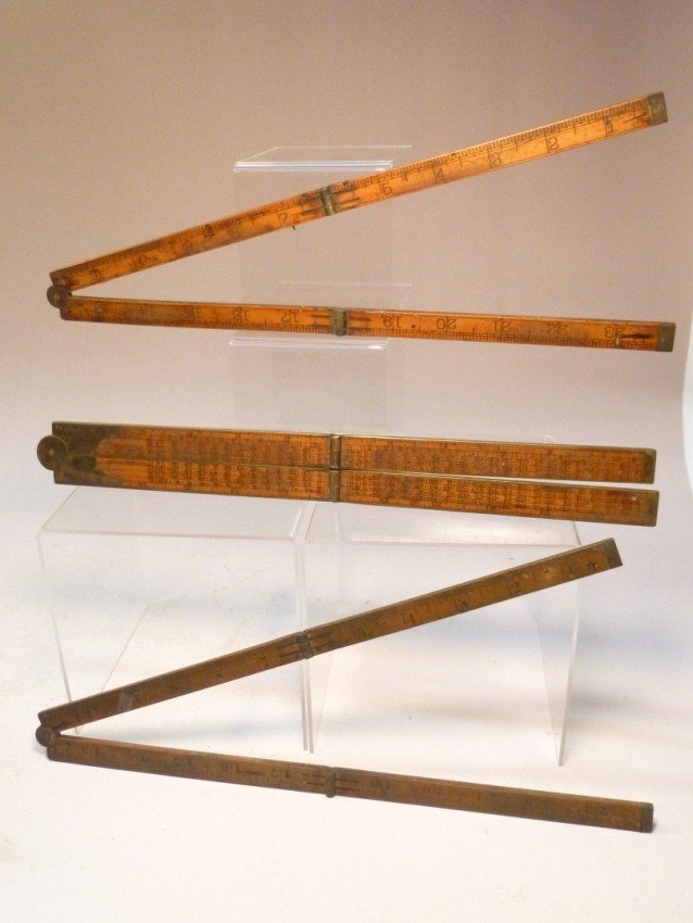 Three Vintage Folding Rulers.