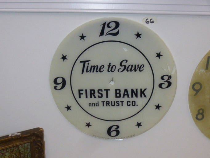 Vintage First Bank Advertising Clock Face