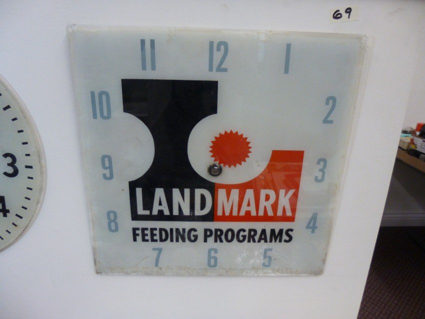 Vintage Ladmark Glass Advertising Clock Face.