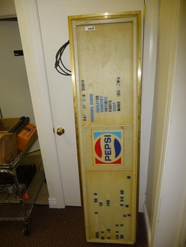 Vintage Lighted Pepsi Diner Menu board