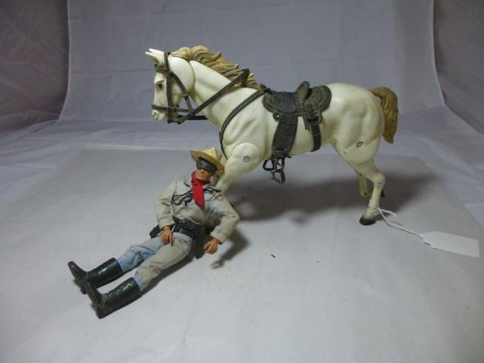 Vintage Lone Ranger Toy Action Figure And Horse