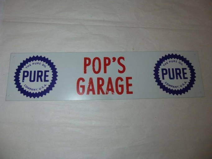 Metal Pure Oil Pop's Garage Sign