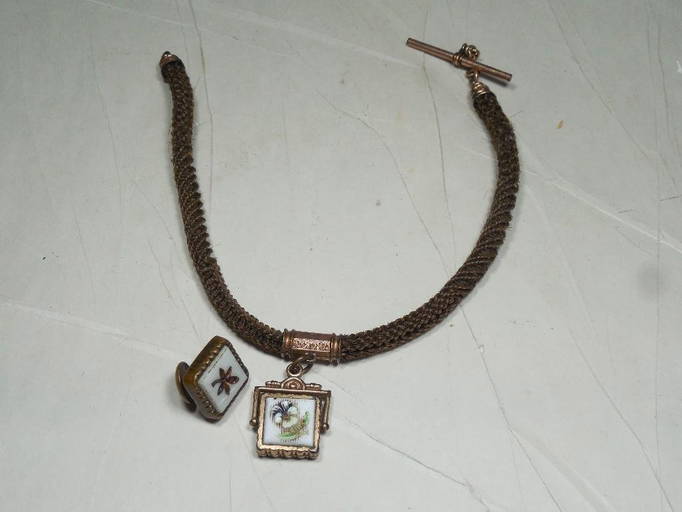 Antique Victorian Woven Hair Watch Chain Plus