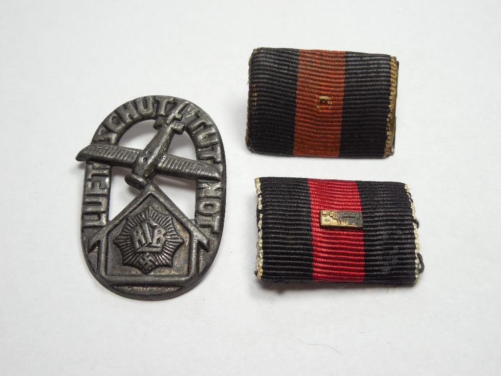 2 Nazi German Ribbons Plus Air Defense Tinnie