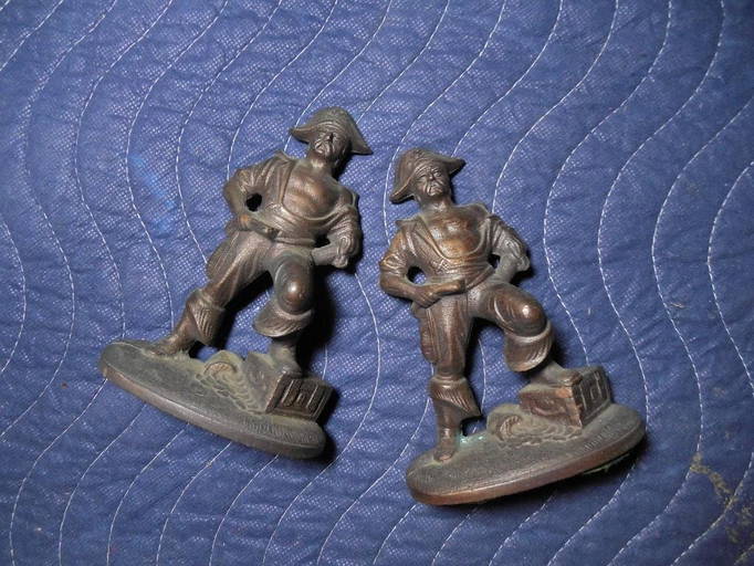 2 Antique Cast Iron Pirate Bookends