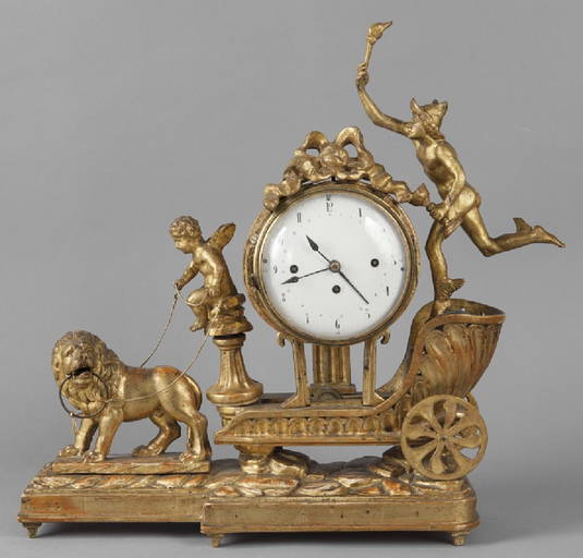 Orologio In Legno Intagliato E Dorato