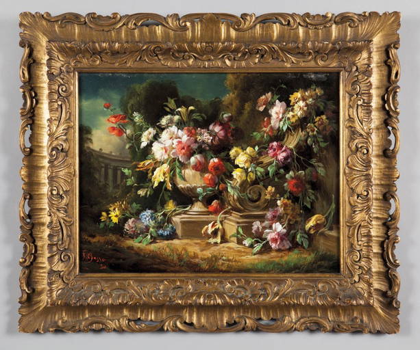 Francesco Bosso (1864 1933) Fiori Olio Su