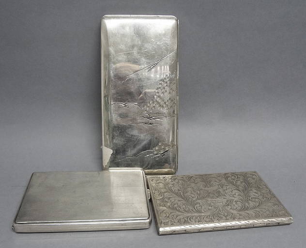 Tre Scatolette Portasigarette In Argento (gr.500)