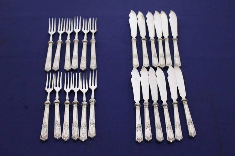 Set Of 24 Piece 800 Grade Silver Fish Set