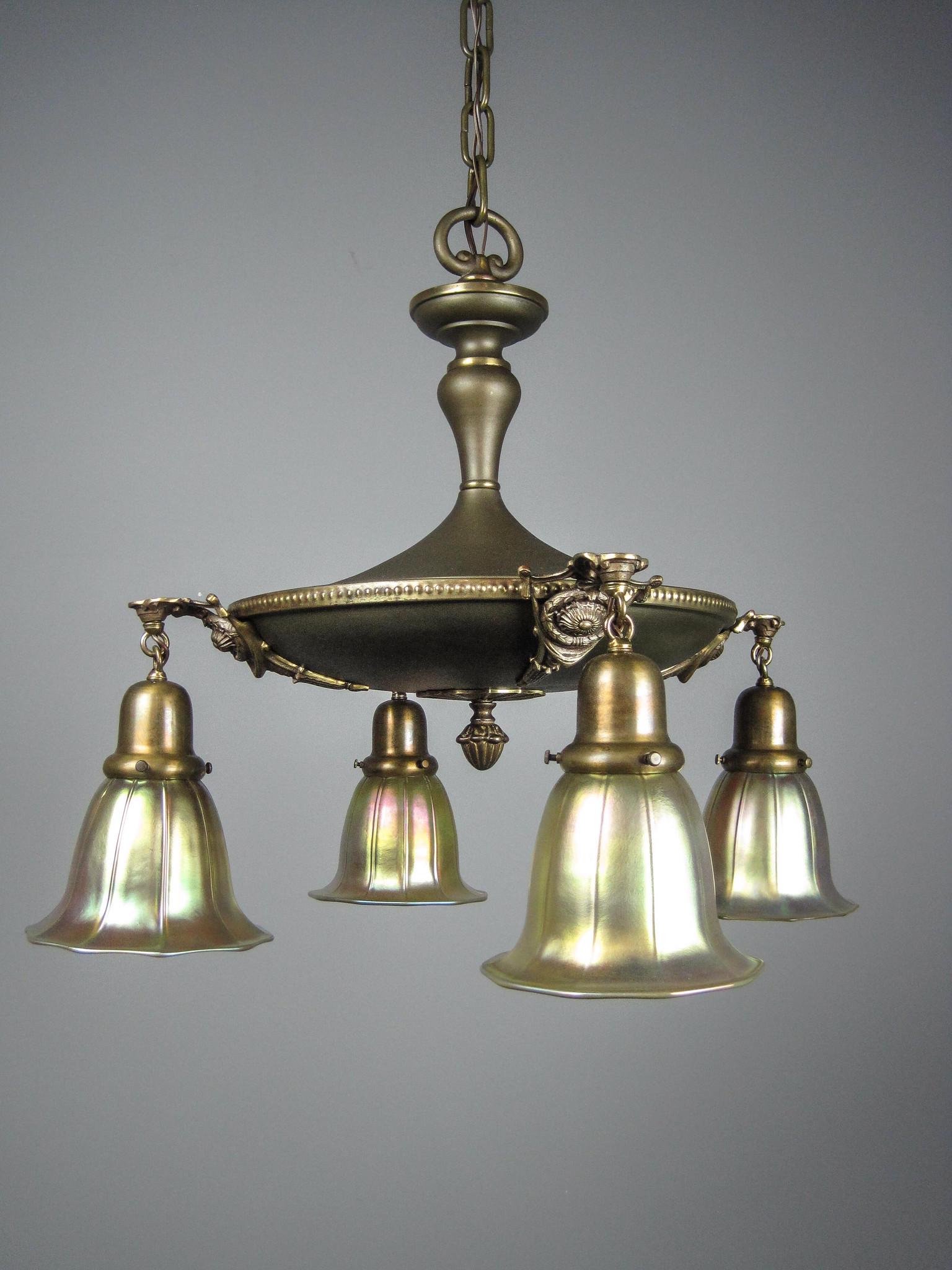 C. 1912 Original Pan Light Fixture, Art Glass Shades - Feb 29, 2020 ...