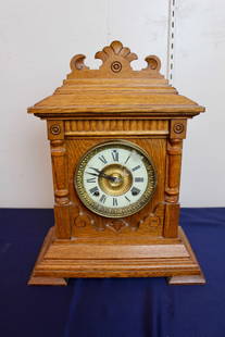 Circa 1880 Ansonia Gingerbread Wood Mantle Clock With Porcelain Face ...