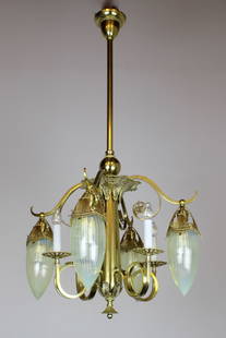 Circa 1850's Figural 6 Arm Gas Chandelier / Gasolier Attributed To ...