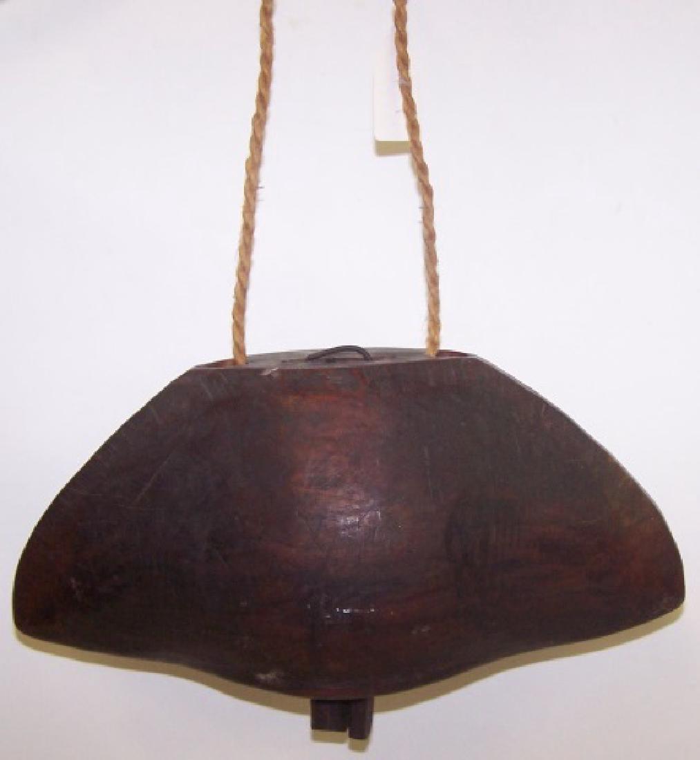 *african Carved Wood Cow Bell