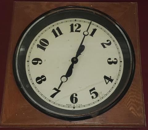 Antique Oak Square School Clock