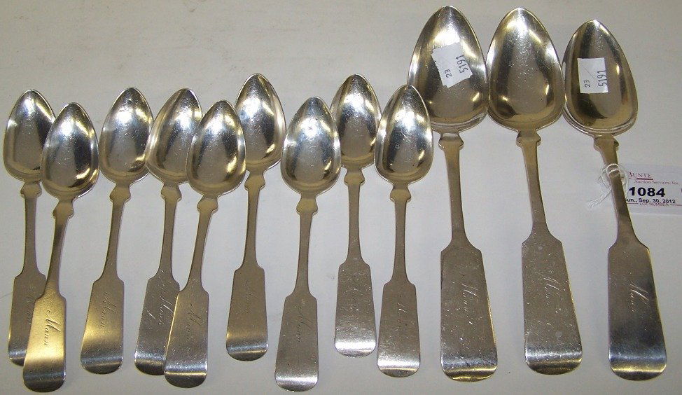 ***13 Pieces Of Coin Silver Spoons