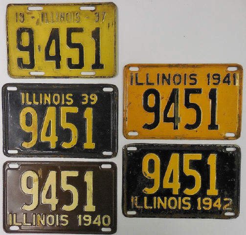 *group Of Same No. 4 Digit Illinois License Plates