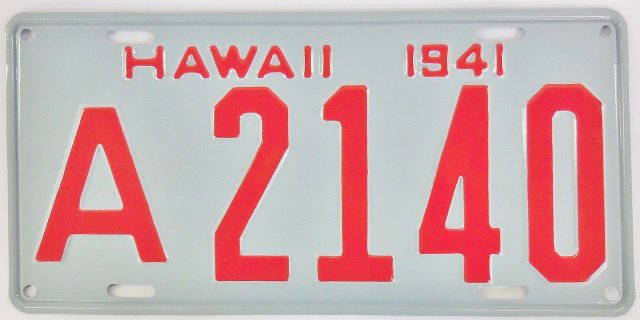*1941 HAWAII LICENSE PLATE - Mar 14, 2015 | Bunte Auction Services, Inc ... *1941 HAWAII LICENSE PLATE - Mar 14, 2015 | Bunte Auction Services, Inc ...