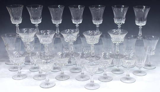 (35) Val St. Lambert Cut Crystal Stemware Service