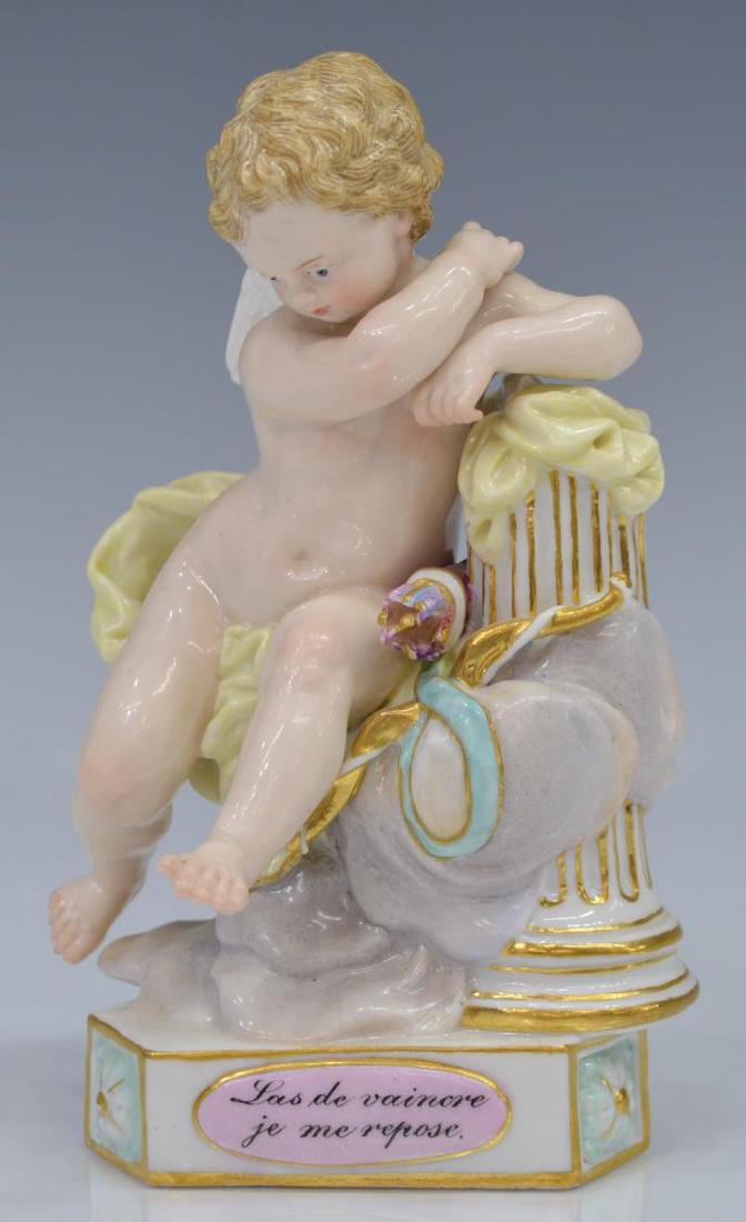 MEISSEN PORCELAIN WINGED & QUIVER CUPID AT REST