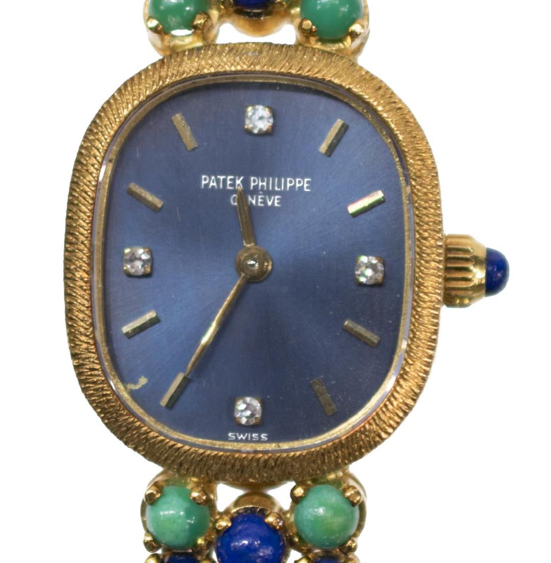 LADIES 18KT PATEK PHILIPPE LAPIS TURQUOISE WATCH
