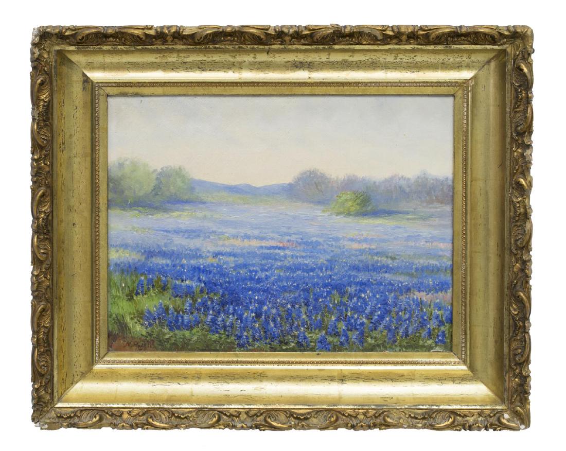 NANNIE HUDDLE PAINTING, TEXAS BLUEBONNETS