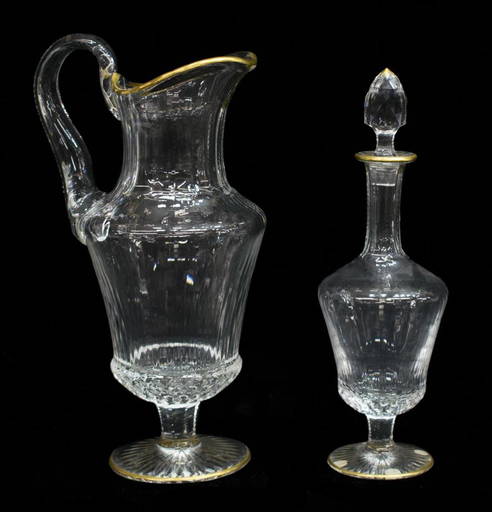 (2) Saint Louis Apollo Crystal Decanter & Pitcher