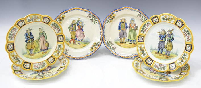 2) Henriot Quimper Faience Fisherman & Wife Plates