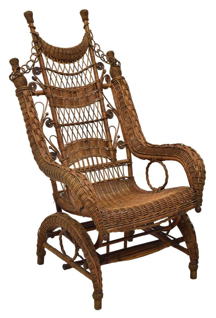 FANCY ORDWAY WICKER ROCKING CHAIR, C. 1893