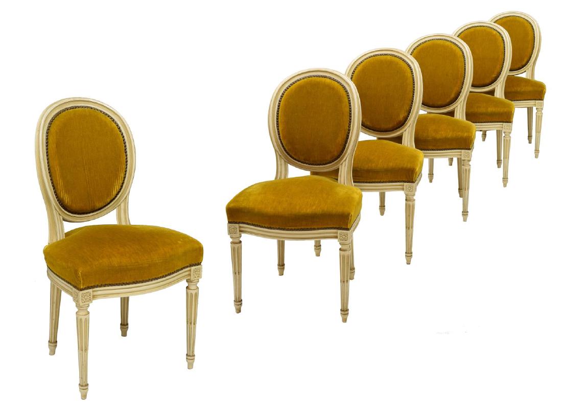 (6) FRENCH LOUIS XVI STYLE ROUND-BACK CHAIRS