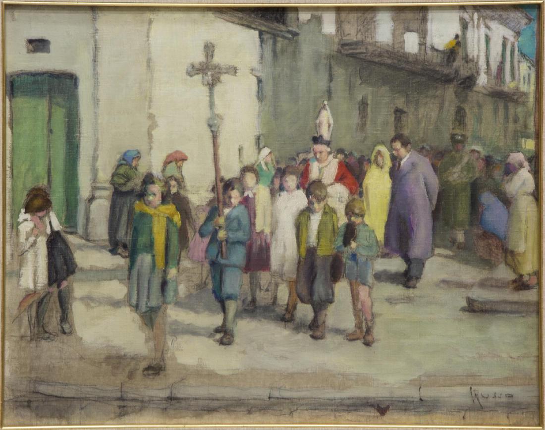 GIORGIO RUSSO FRAMED OIL PAINTING ON CANVAS