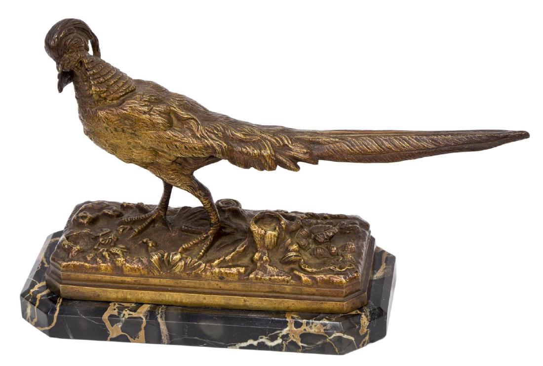 HENRI TRODOUX GILT BRONZE GAME BIRD, PHEASANT