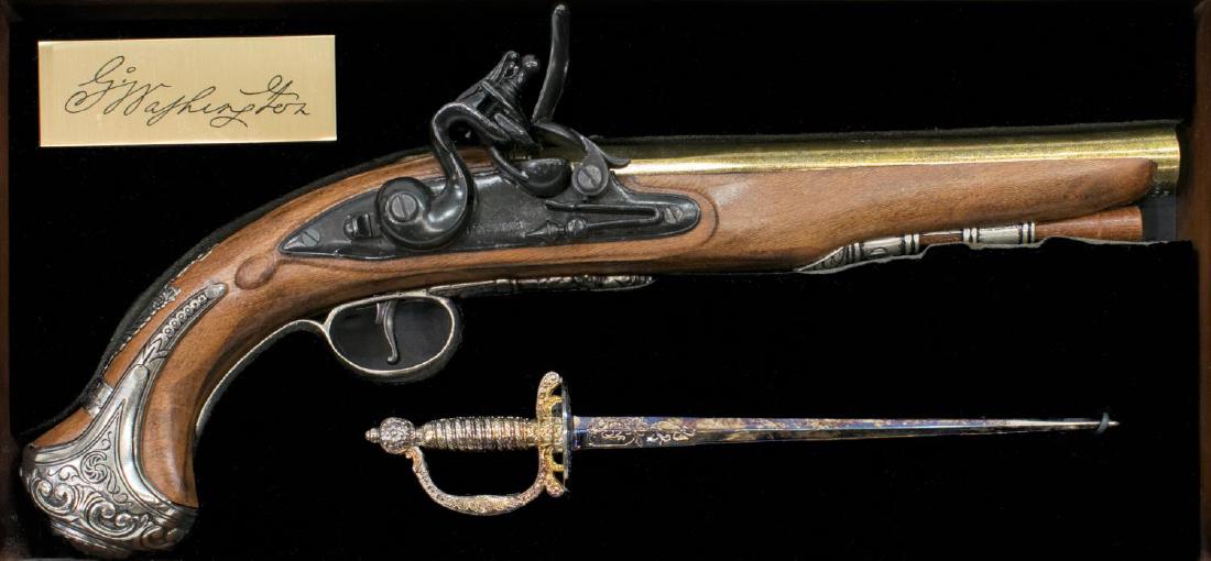 REPLICA, GEORGE WASHINGTON'S PISTOL & SWORD