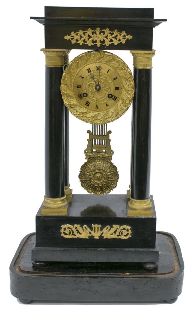 NAPOLEON III PERIOD PORTICO CLOCK ON STAND