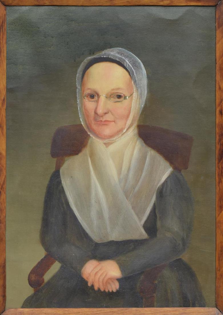 FRAMED VERNACULAR PORTRAIT OF A QUAKER WOMAN