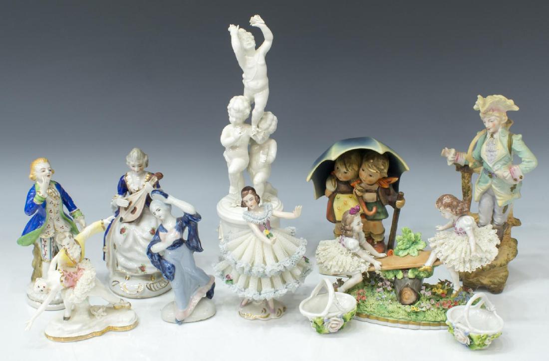 (11) PORCELAIN FIGURES, HUMMEL, DRESDEN, BISQUE