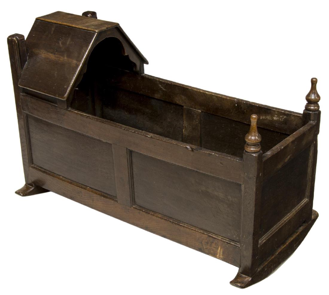 ANTIQUE OAK BABY CRADLE