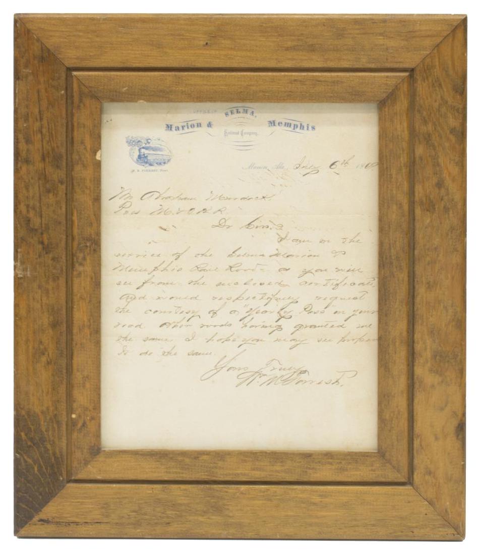 1869 WILLIAM FORREST/NATHAN BEDFORD FORREST LETTER