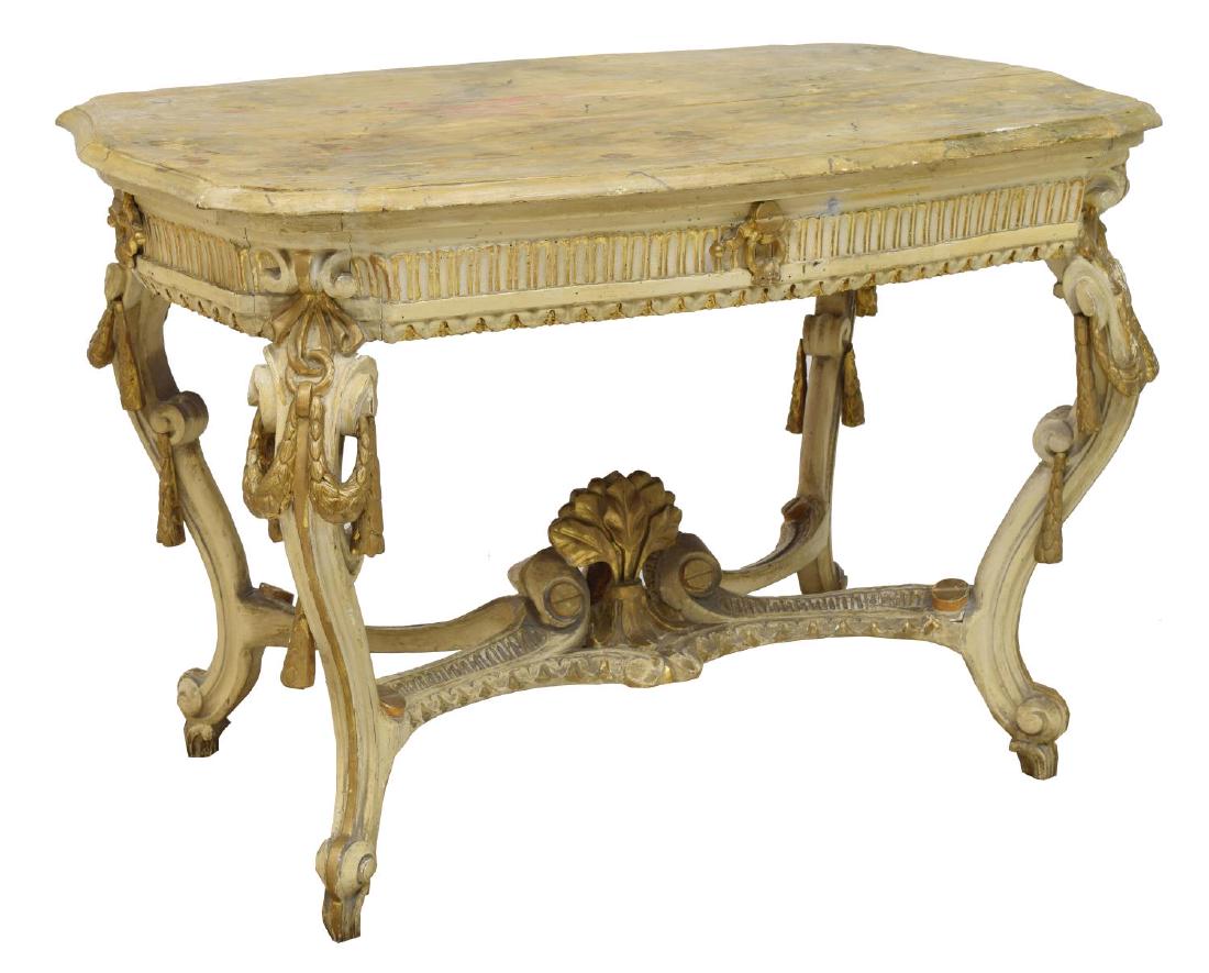 ITALIAN LOUIS XVI STYLE PARCEL GILT PAINTED TABLE