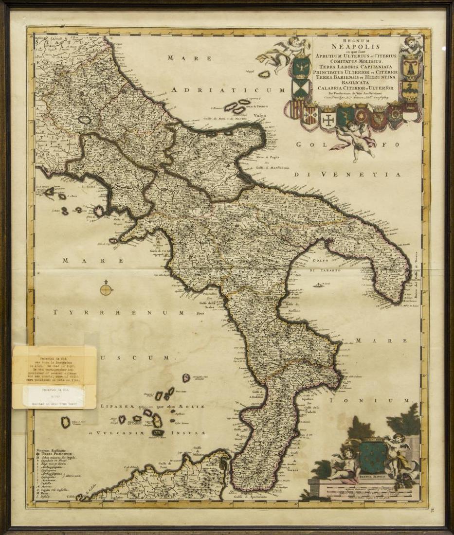 MAP: "REGNUM NEAPOLIS" FREDERICK de WIT, C. 1680